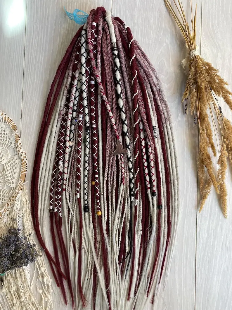 Viking dread extension, Synthetic Ombre dreadlocks station, DE dreads ...